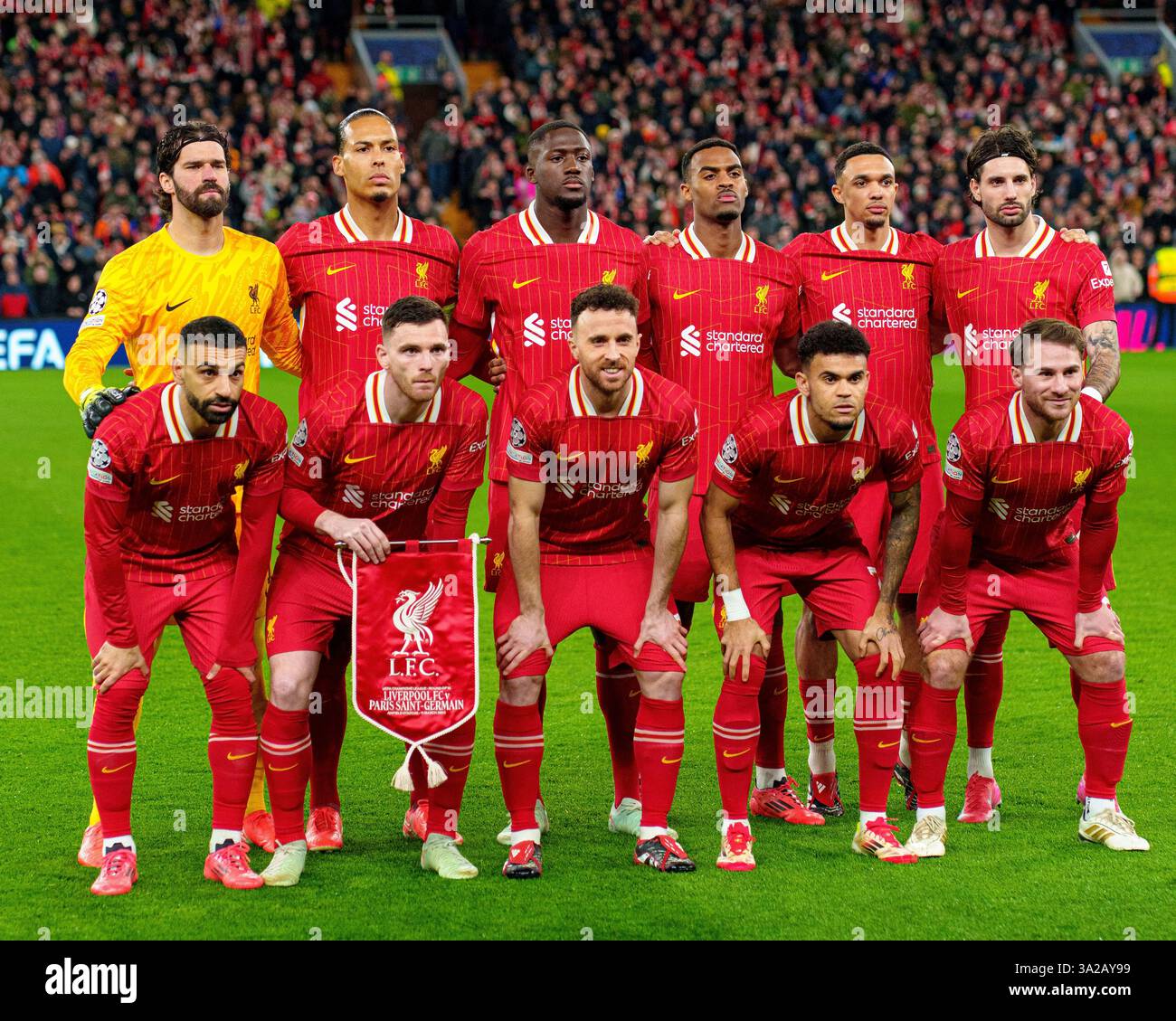 The Liverpool line up prior to the UEFA Champions League Round of 16 ...