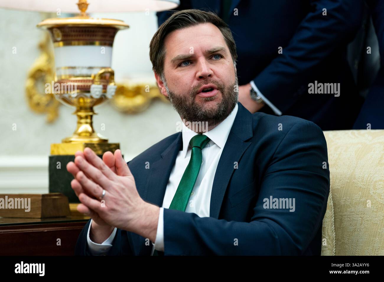 United States Vice President JD Vance speaks as US President Donald ...