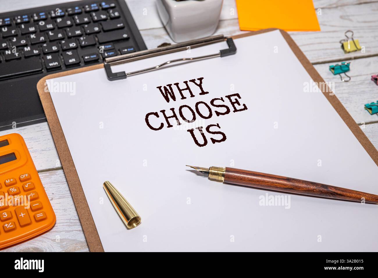 Why choose us symbol. Concept word Why choose us on beautiful yellow ...