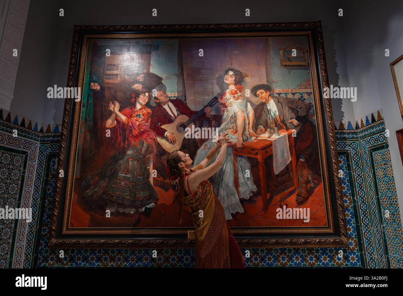 Traditional woman dancing flamenco at a museum in Seville dedicated to ...