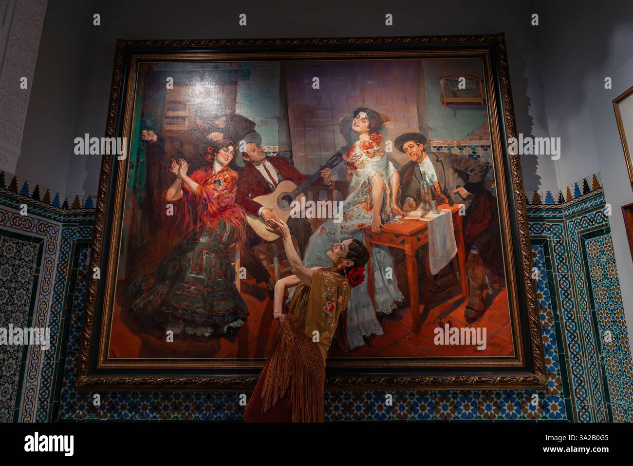 Traditional woman dancing flamenco at a museum in Seville dedicated to ...