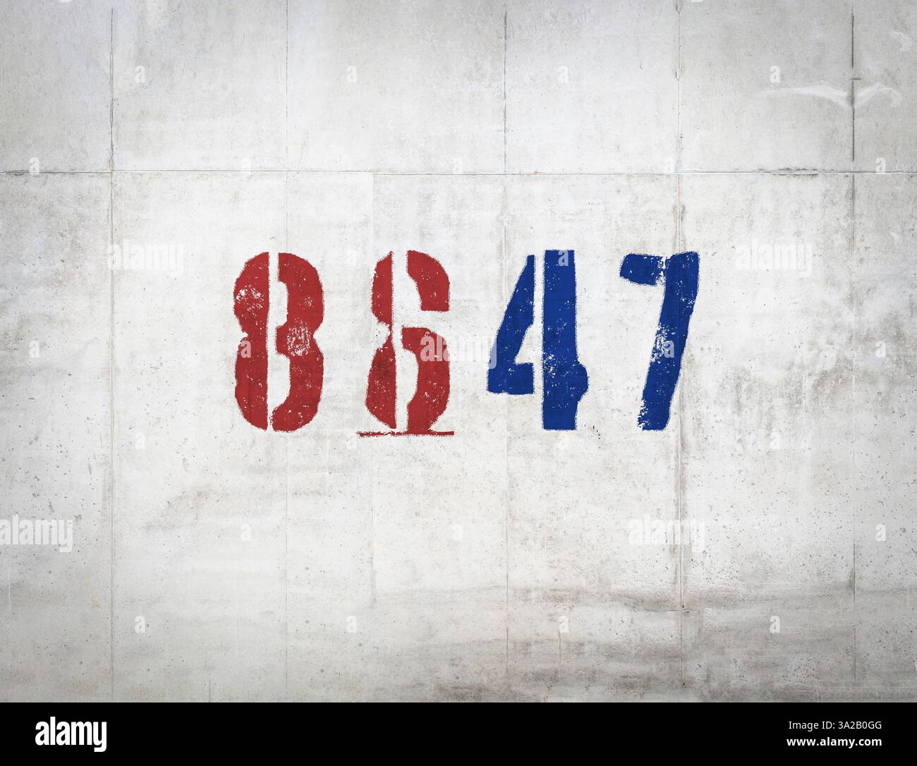 The text 86 47 written onto a concrete wall - 8647. Get rid of 47 Stock ...