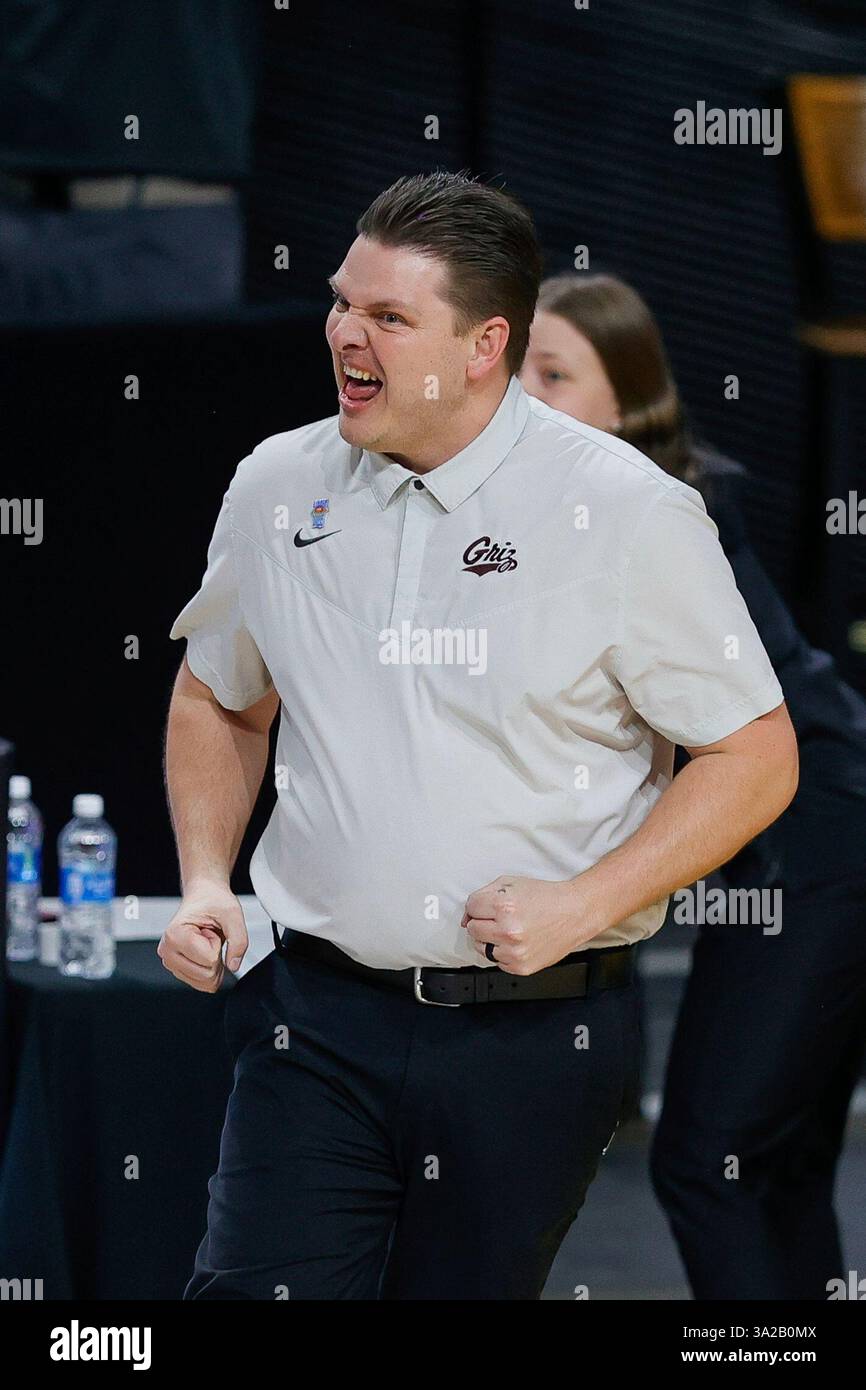 Montana head coach Nate Harris celebrates after Montana took a one ...