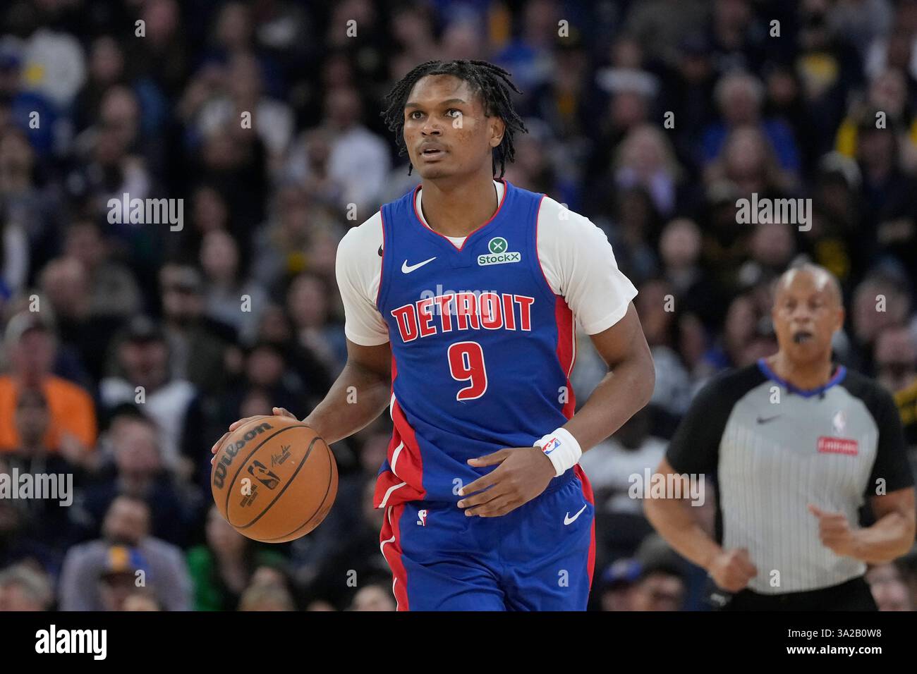 Detroit Pistons forward Ausar Thompson (9) during an NBA basketball ...