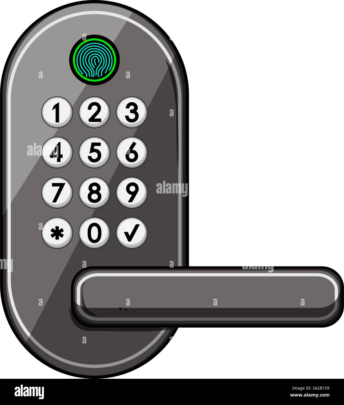 code fingerprint door lock cartoon vector illustration Stock Vector ...