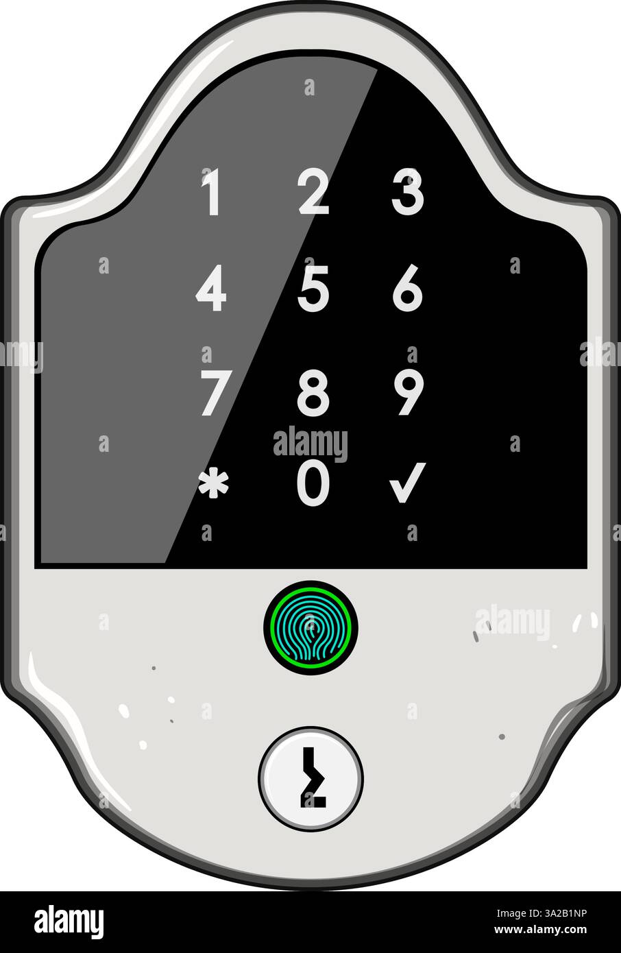 authentication fingerprint door lock cartoon vector illustration Stock ...