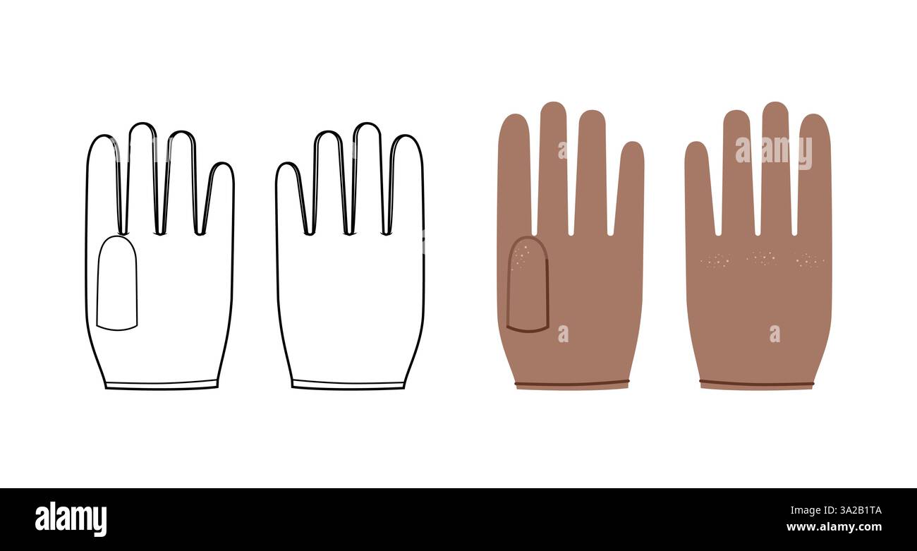 Shortie Gloves Mocha Mousse cartoon and sketch outline Fashion hand ...