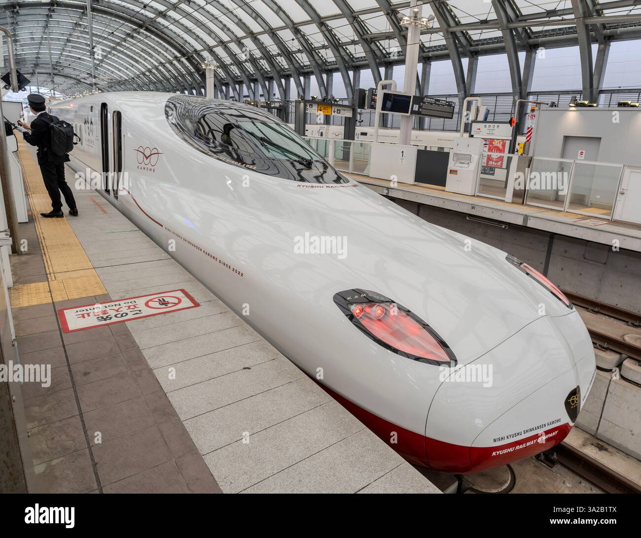 A Nishi Kyushu Shinkansen N700S-8000 Series train at Nagasaki Station ...