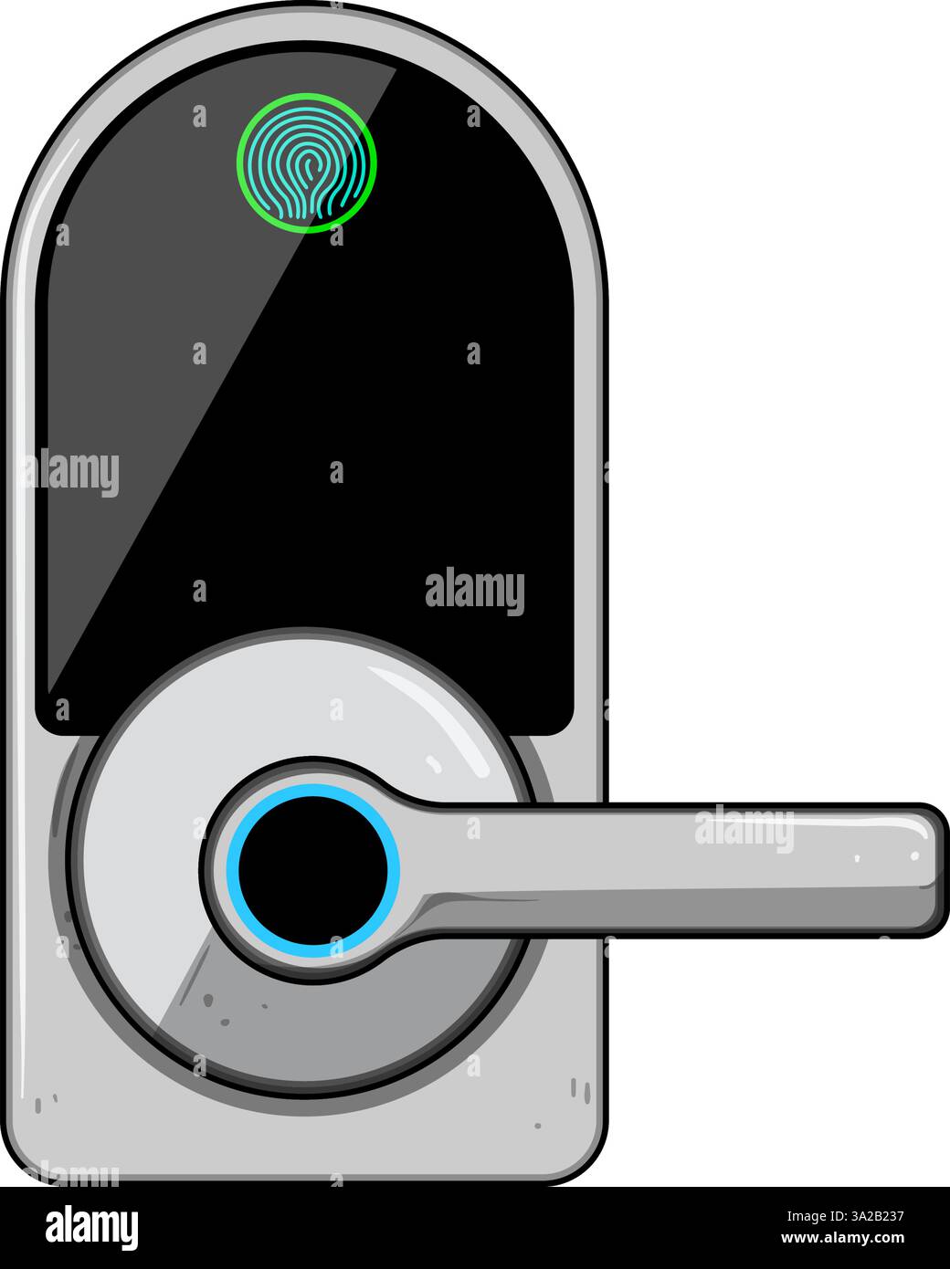 access fingerprint door lock cartoon vector illustration Stock Vector ...