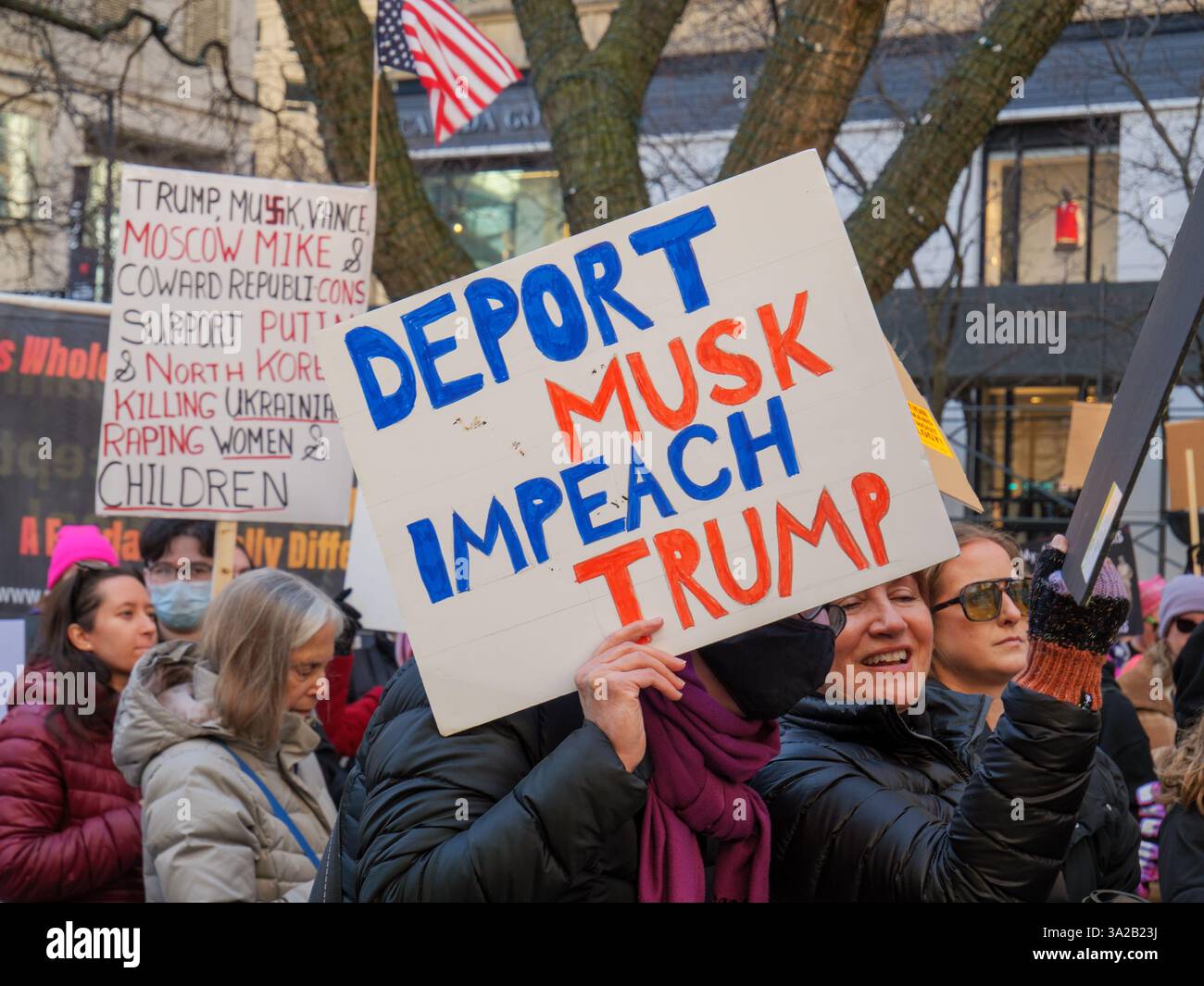 Protest against Donald Trump, Elon Musk, DOGE & Tesla. Chicago ...