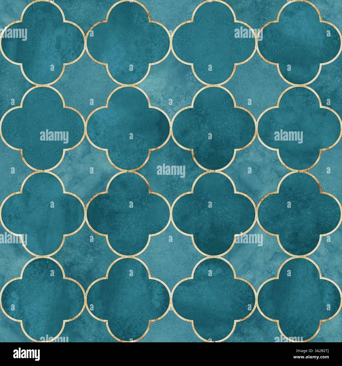 Watercolor gothic style clover leaf seamless pattern. Abstract hand ...