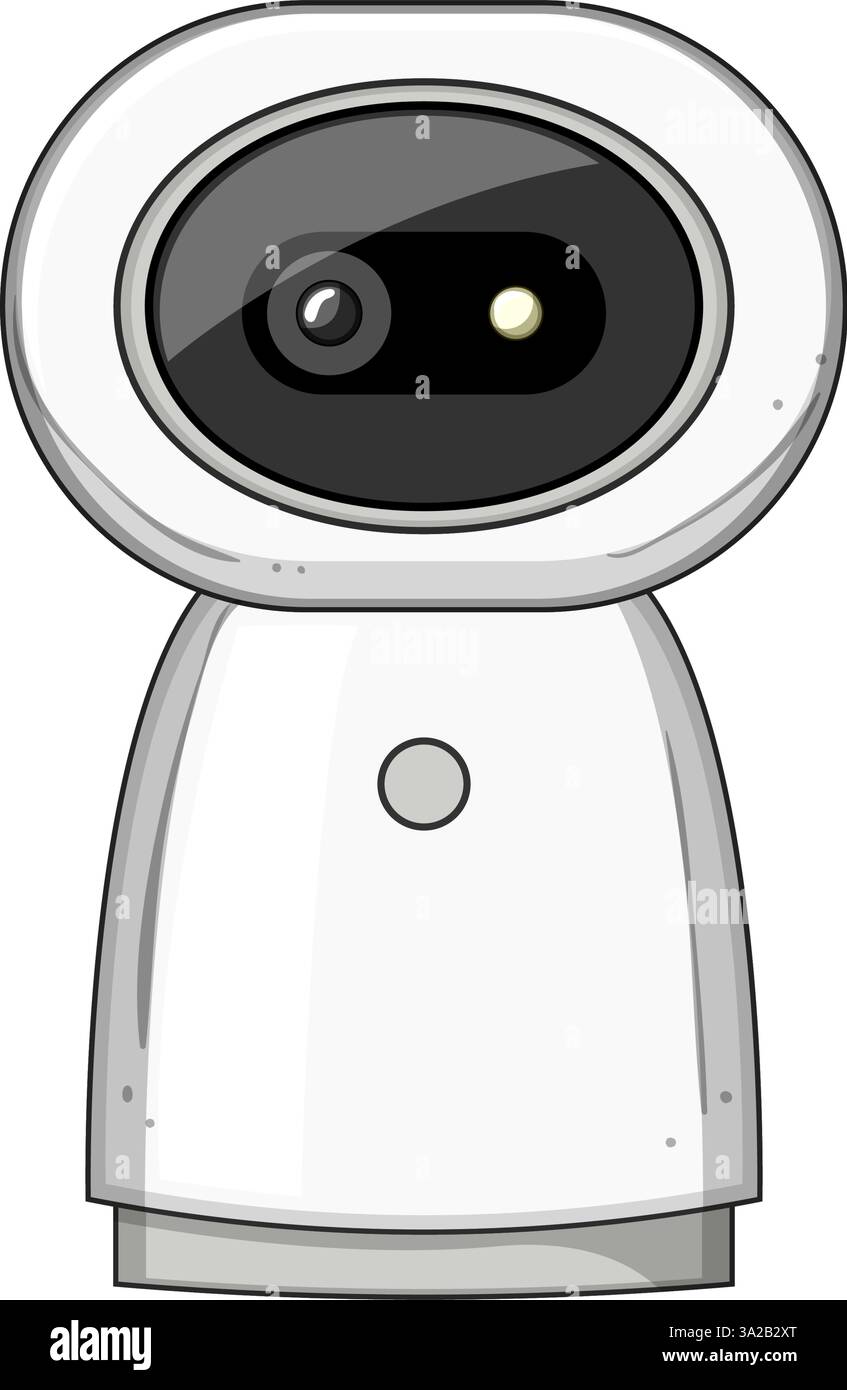 software facial recognition camera cartoon vector illustration Stock ...