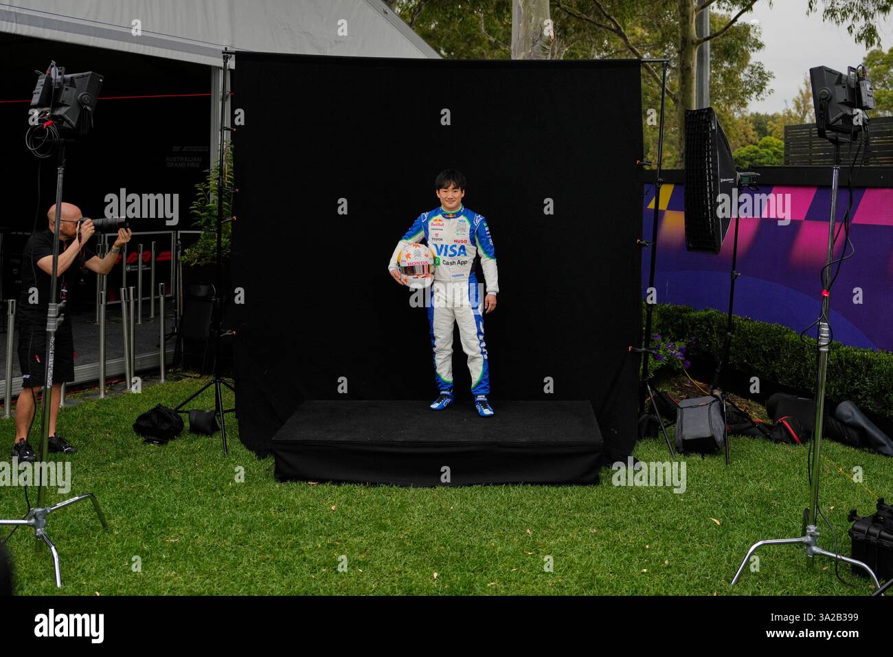 Team RB driver Yuki Tsunoda of Japan poses during the drivers portrait ... Team RB driver Yuki Tsunoda of Japan poses during the drivers portrait ...