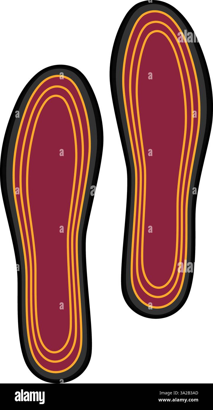 footwear electric heated insoles cartoon vector illustration Stock ...
