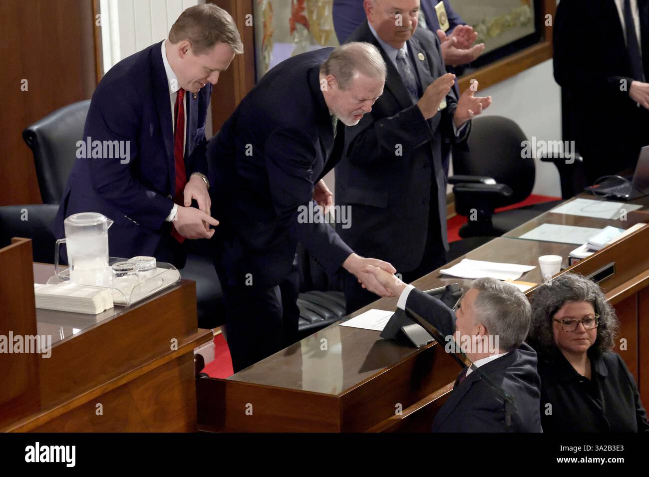 Speaker of the House Destin Hall, R-Caldwell, top left, and Senate ...