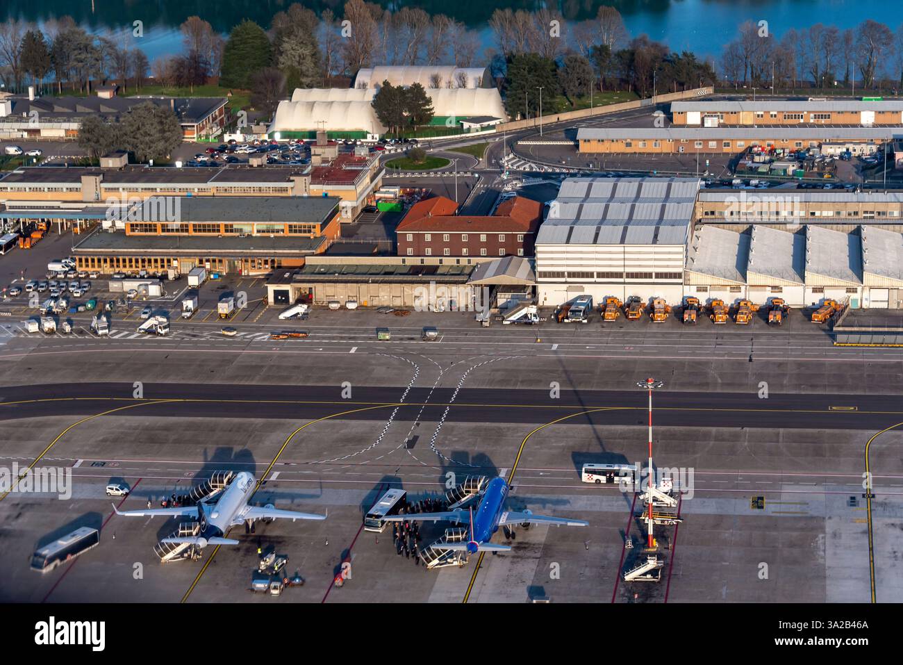 Aerial view of Linate Airport. Milan, Italy Stock Photo - Alamy