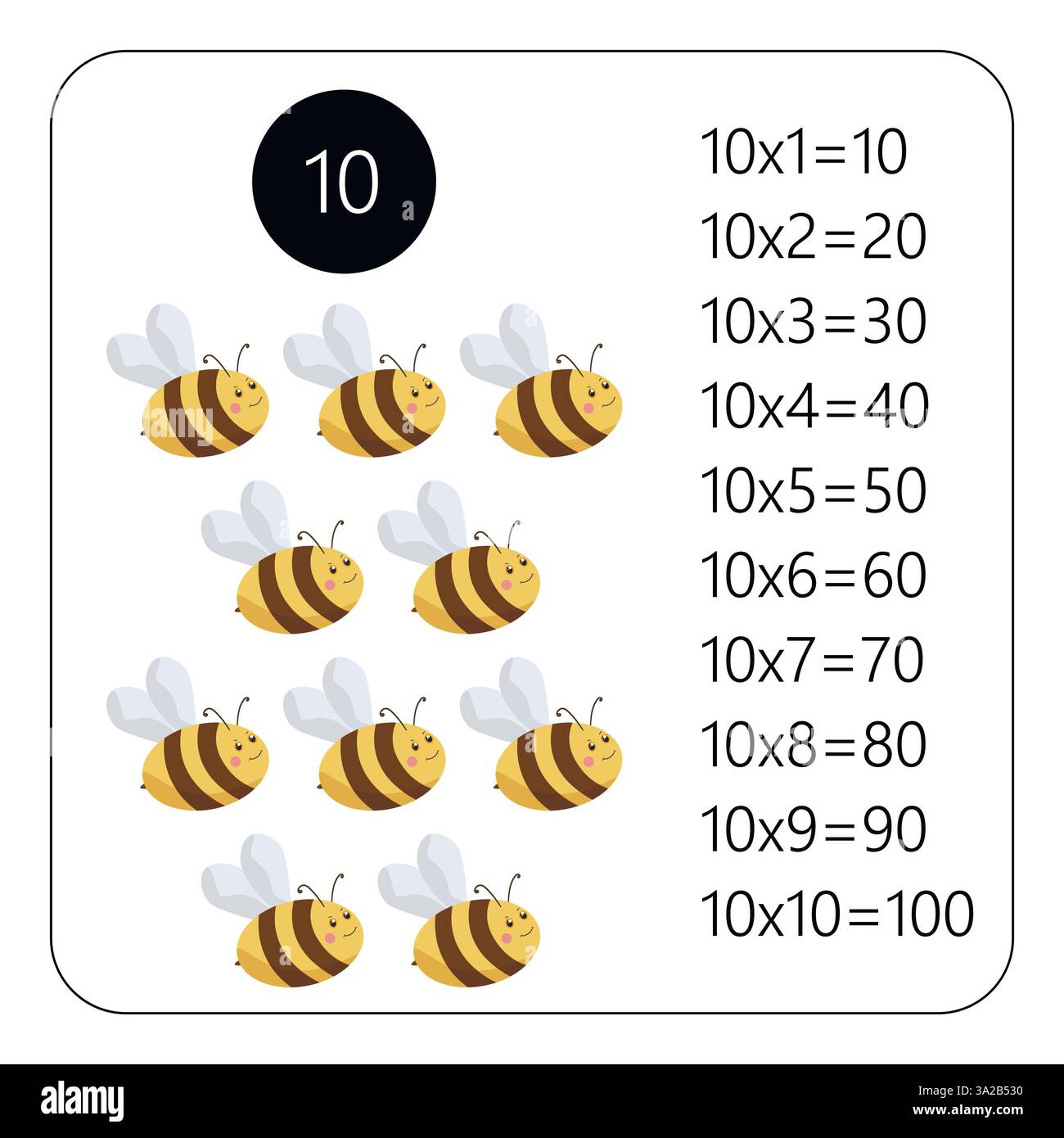 Multiplication Square. School vector illustration with bee ...