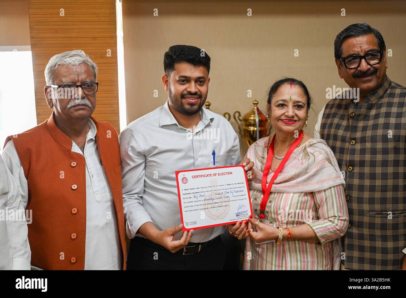GURUGRAM, INDIA - MARCH 12: Hitesh Kumar, returning officer gives the ...