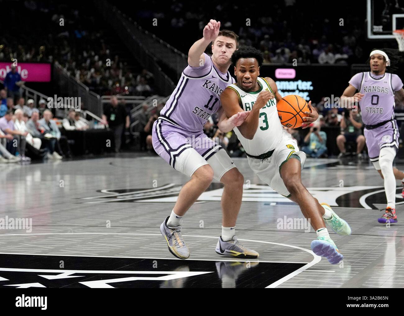 MAR 12 2025: Baylor Bears guard Jeremy Roach (3) drives past Kansas ...