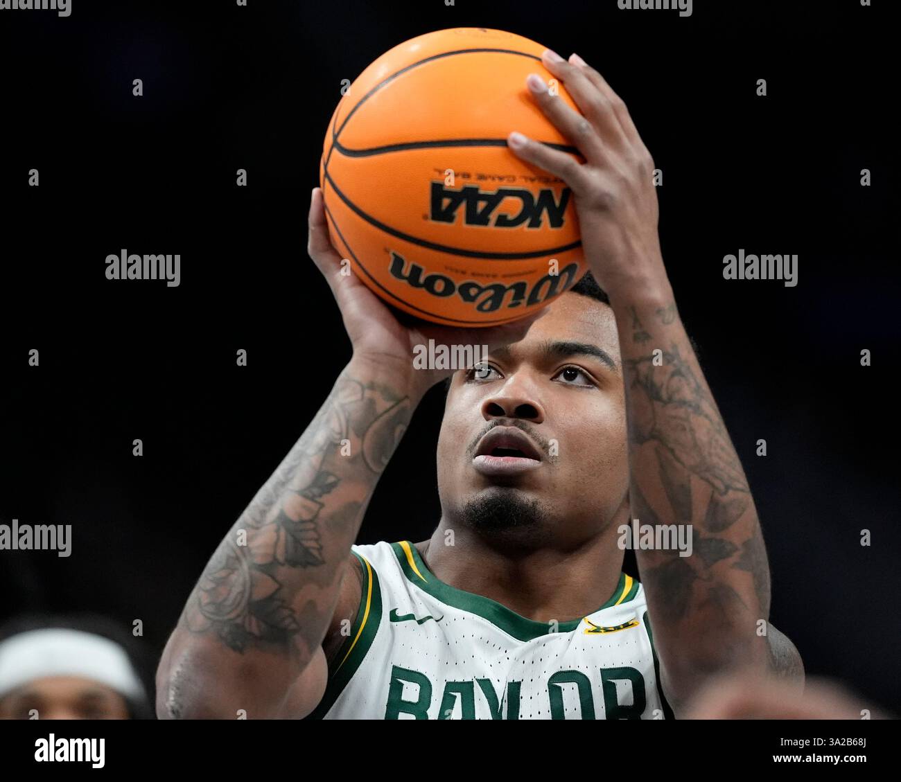 MAR 12 2025: Baylor Bears guard Jeremy Roach (3) focuses on a free ...