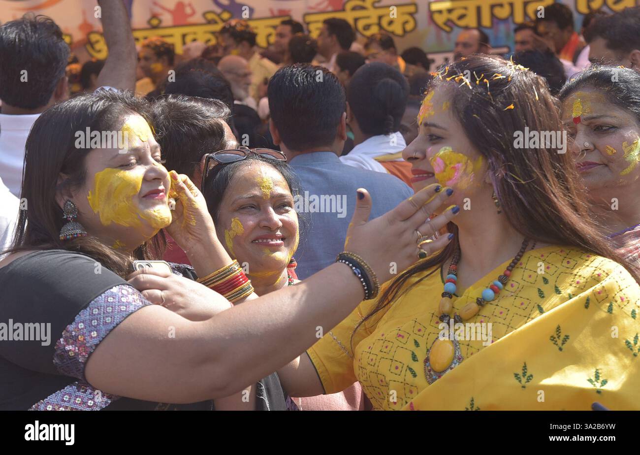 GHAZIABAD, INDIA - MARCH 12: Women workers of Bharatiya Janata Party ...
