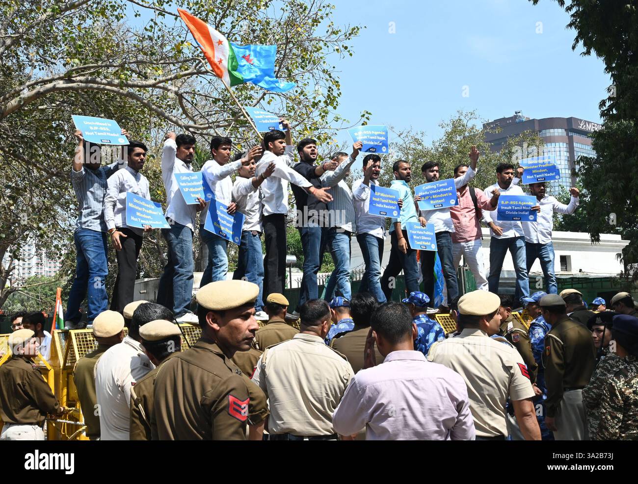 NEW DELHI, INDIA - MARCH 12: National Students Union of India members ...