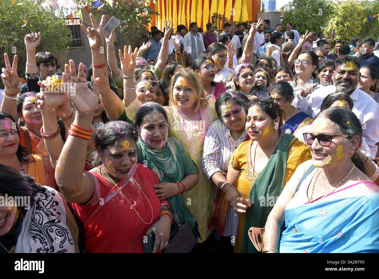 GHAZIABAD, INDIA - MARCH 12: Women workers of Bharatiya Janata Party ...