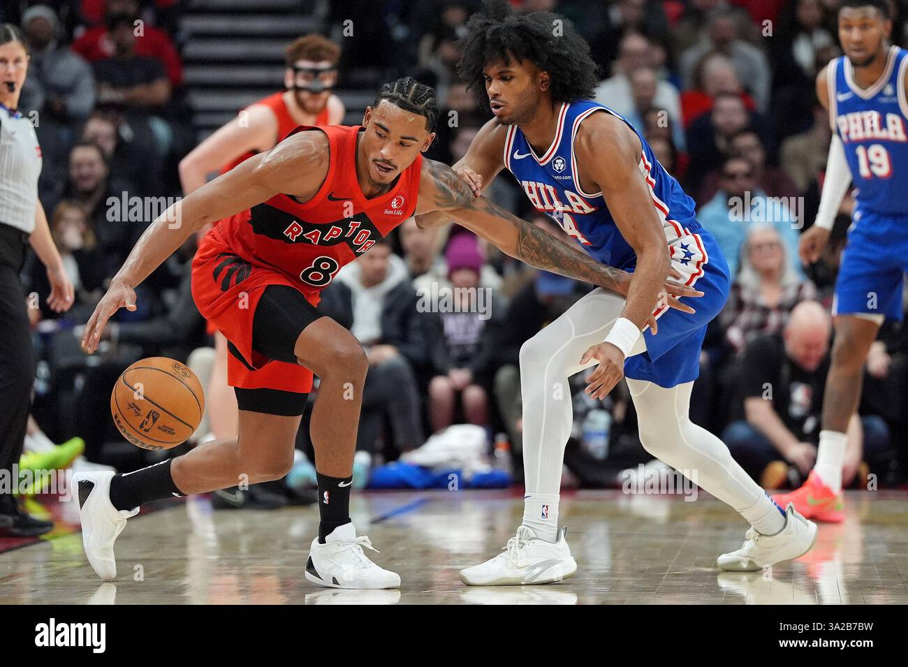 Toronto, Canada. 12th Mar, 2025. Toronto Raptors guard Jared Rhoden (8 ...