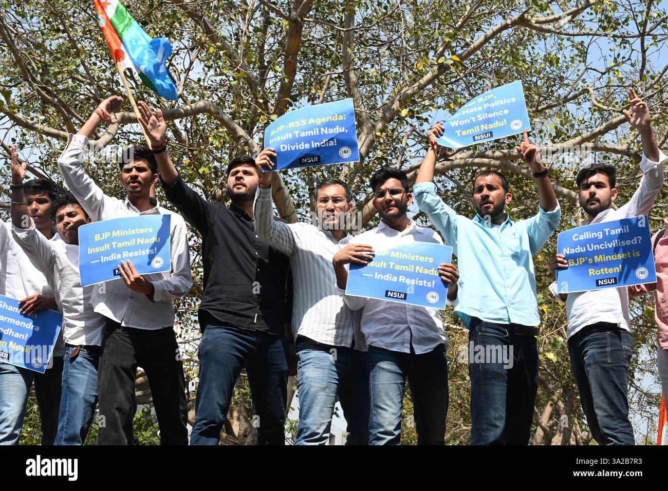 NEW DELHI, INDIA - MARCH 12: National Students Union of India members ...