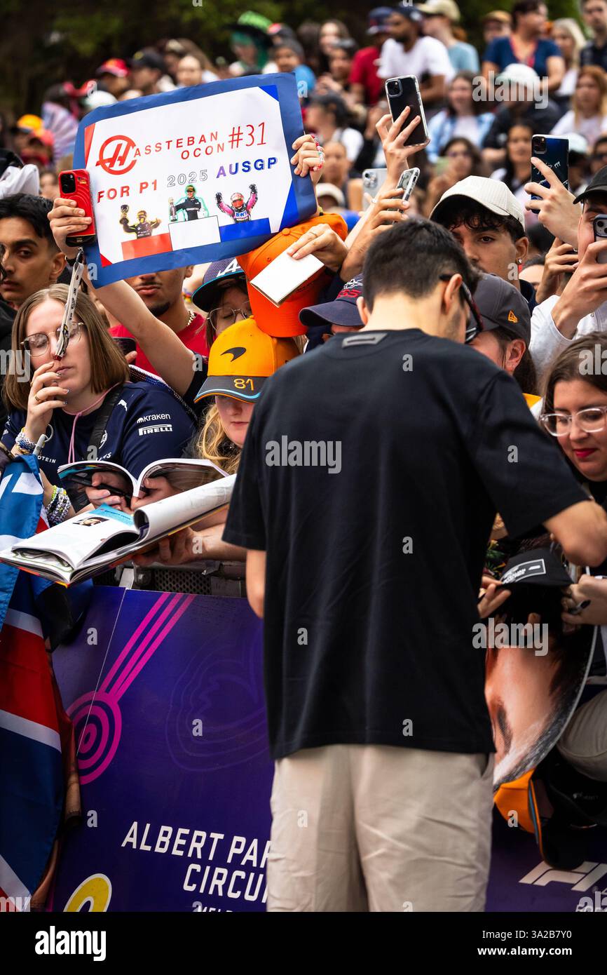 Esteban Ocon (FRA) Haas F1 Team with fans. 13.03.2025. Formula 1 World Championship, Rd 1 ...