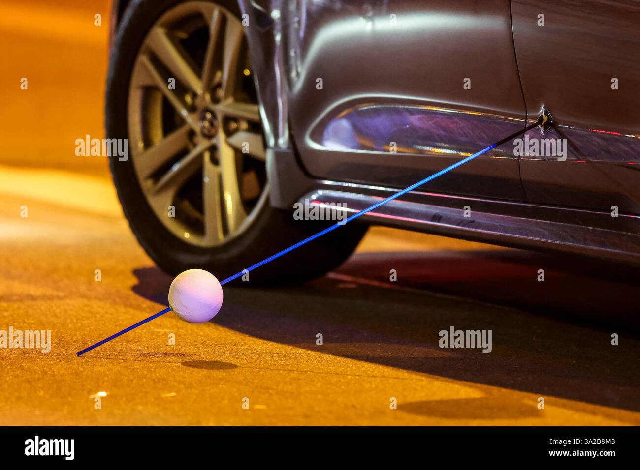 Duesseldorf, Germany. 13th Mar, 2025. A stick with a bullet shows the ...