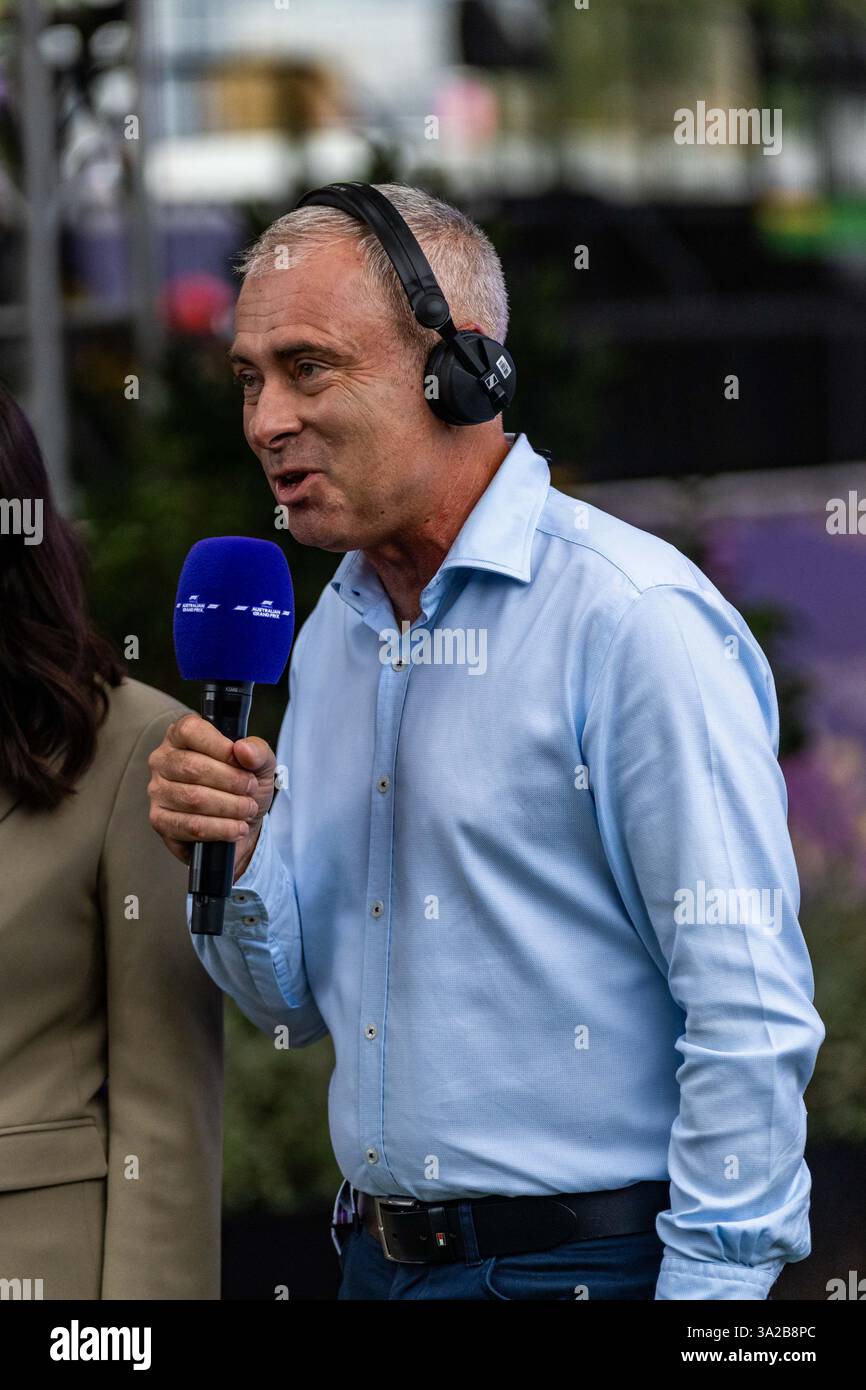 Melbourne, Victoria, Australia. 13th Mar, 2025. Australian Motorsport Commentator GREG RUST ...