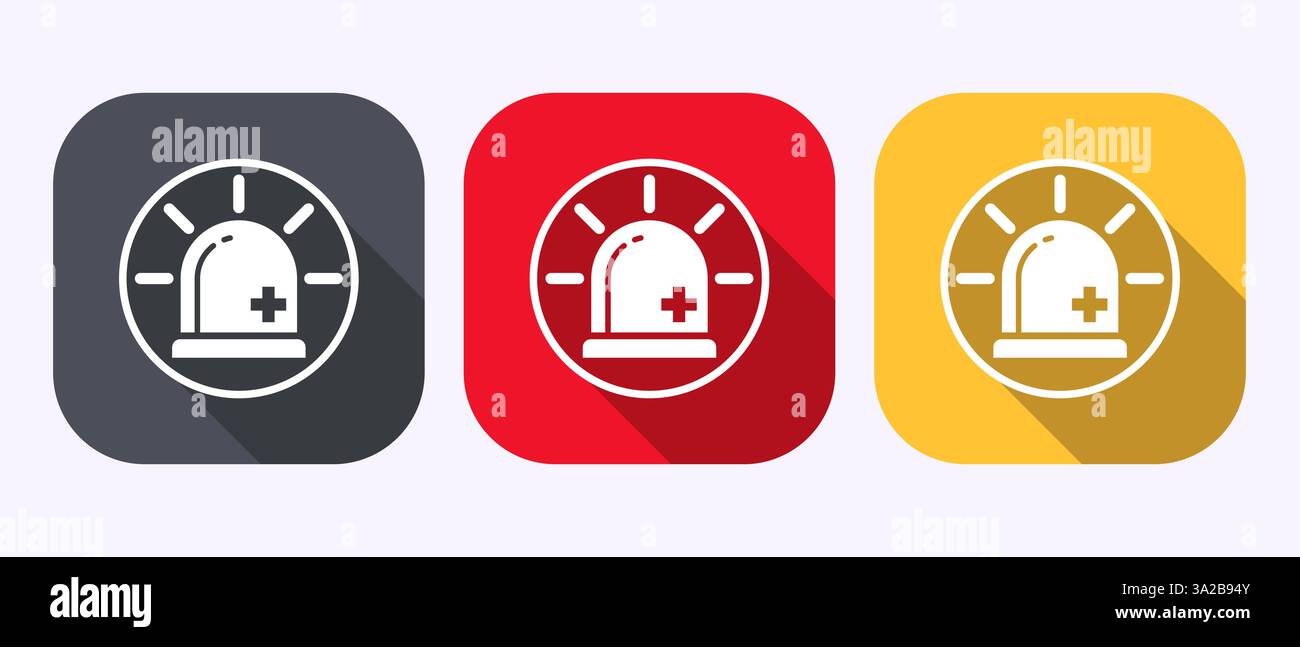 Emergency siren icon, Ambulance emergency siren sign in shadow button ...
