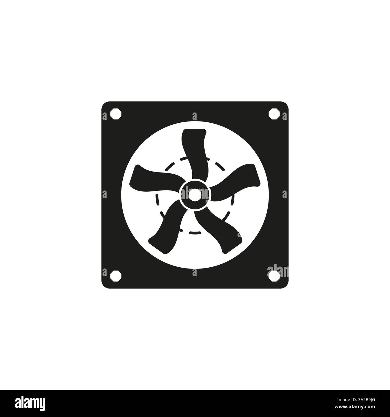Fan icon. Black vector symbol. Blade line shape. White background ...