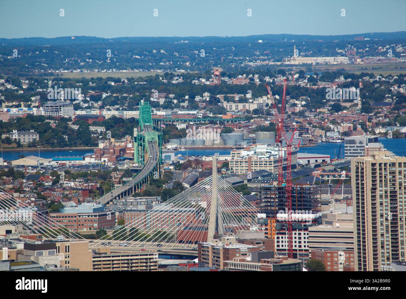 The Leonard P. Zakim Bunker Hill Memorial Bridge over Charles rivert ...