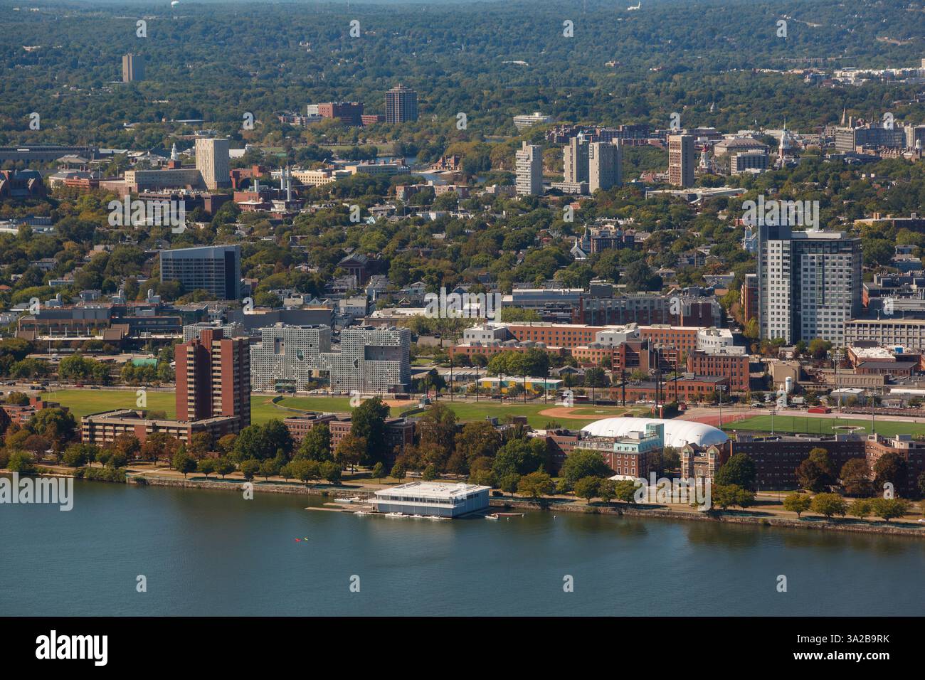 The Charles river waterfront, MIT building and the historical buildings ...