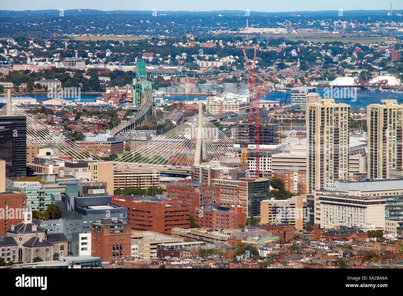 The Leonard P. Zakim Bunker Hill Memorial Bridge over Charles rivert ...