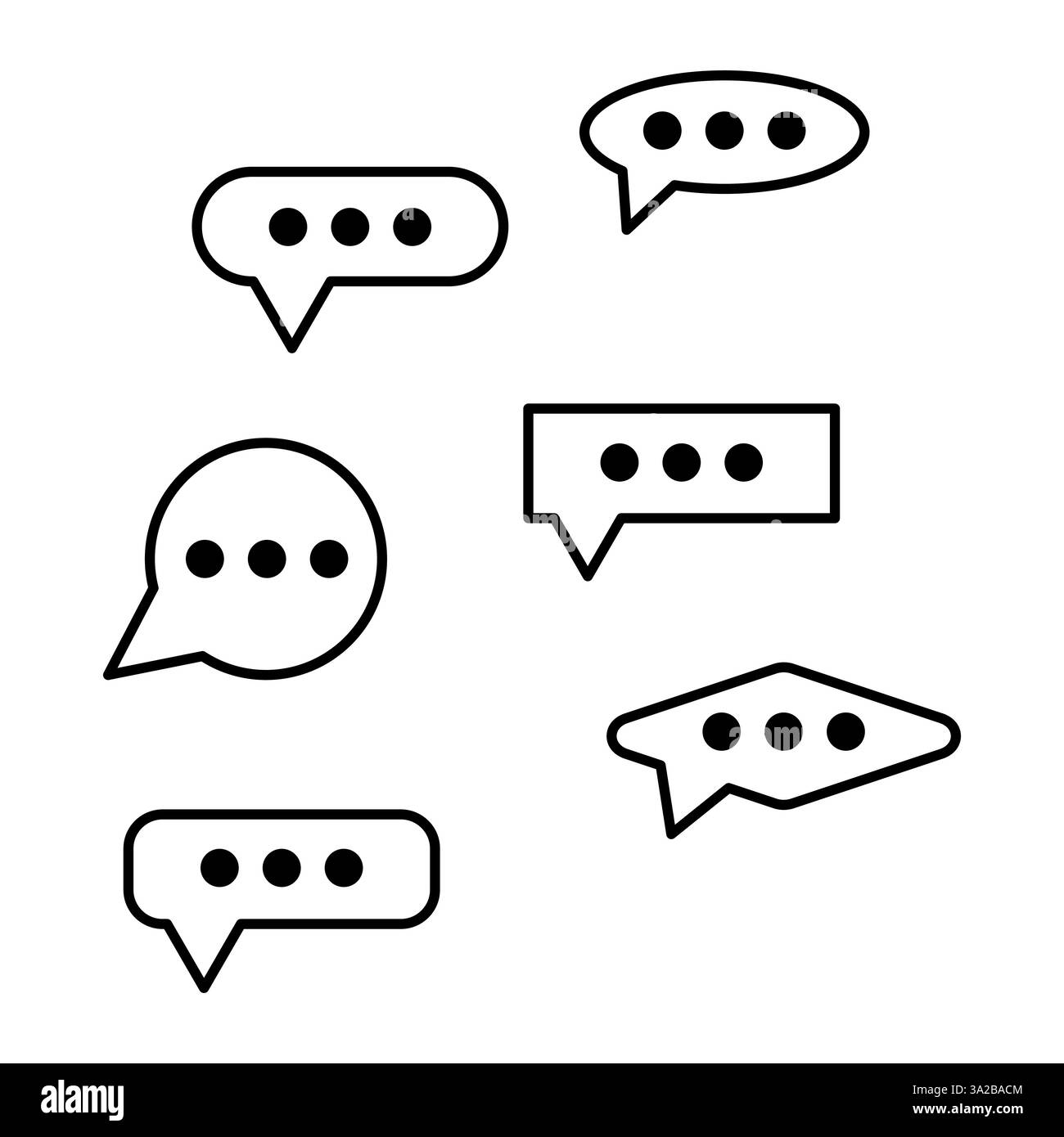 Speech bubble icon. Black simple outline. Communication message symbol. Vector illustration ...