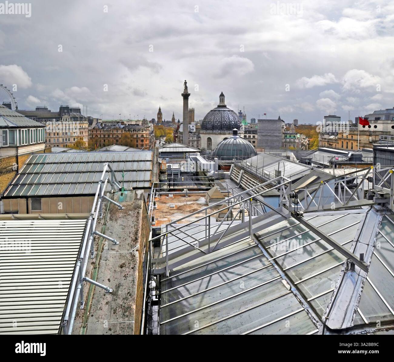 Unusual vertical panoramic view of London rooftops featuring the ...