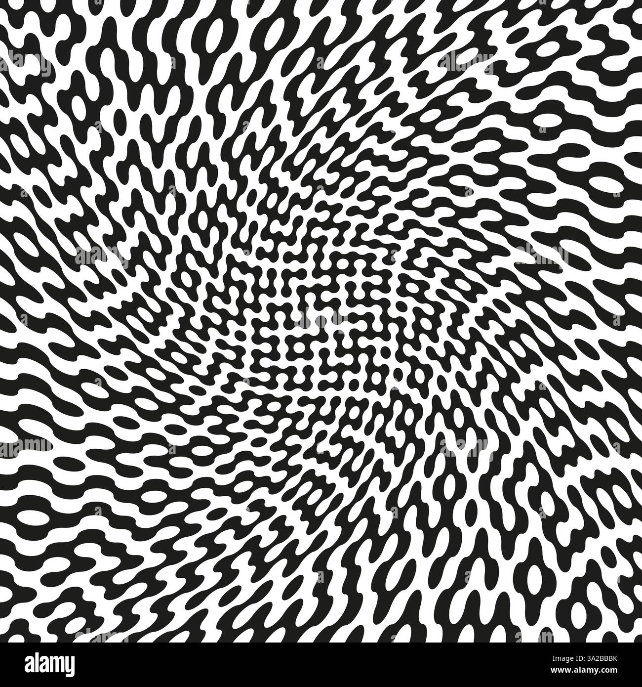 Optical wave pattern. Distorted abstract shape. Black white illusion. Dynamic movement Stock ...