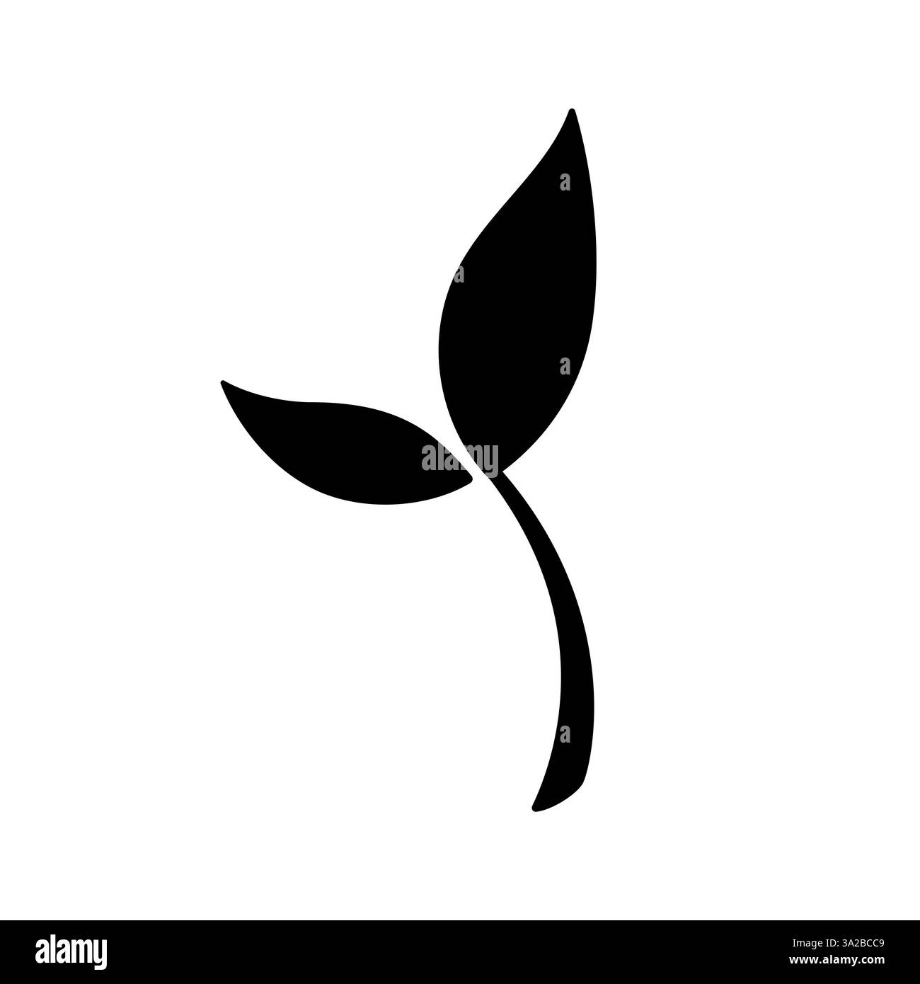 Silhouette of sprout with leaves. Illustration in flat style. Vector ...