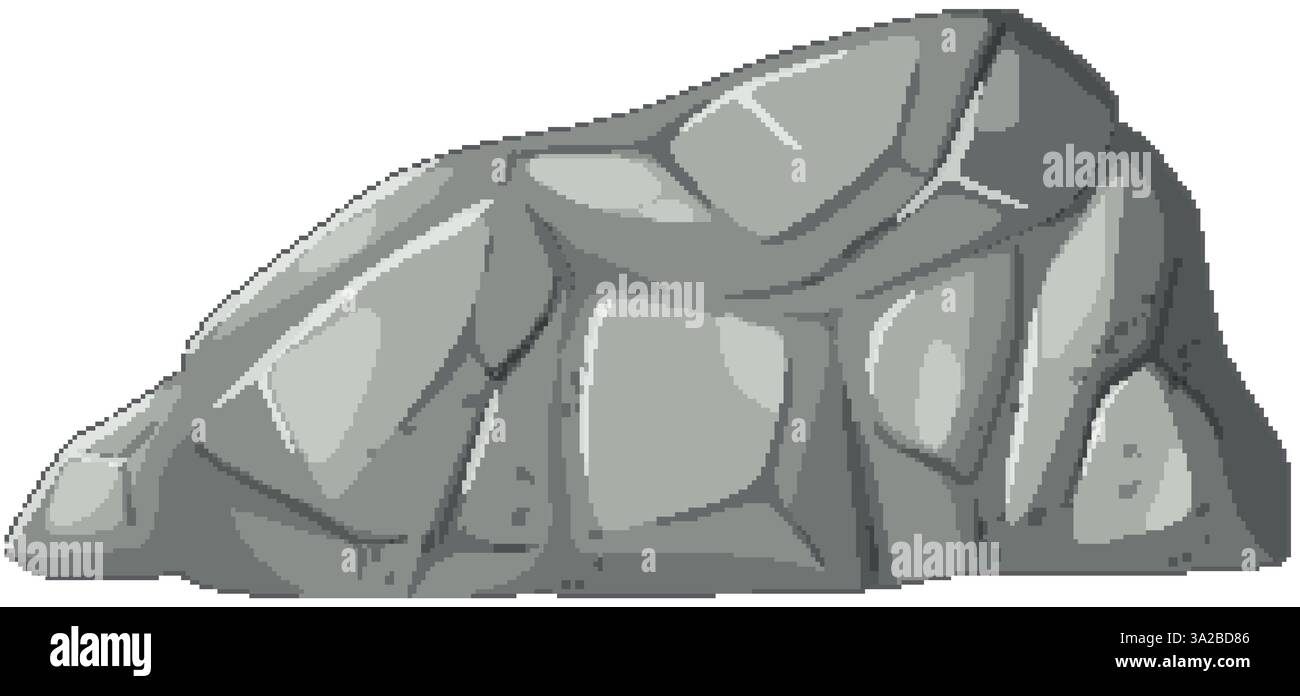 A vector illustration of a stylized gray rock, featuring smooth shading ...