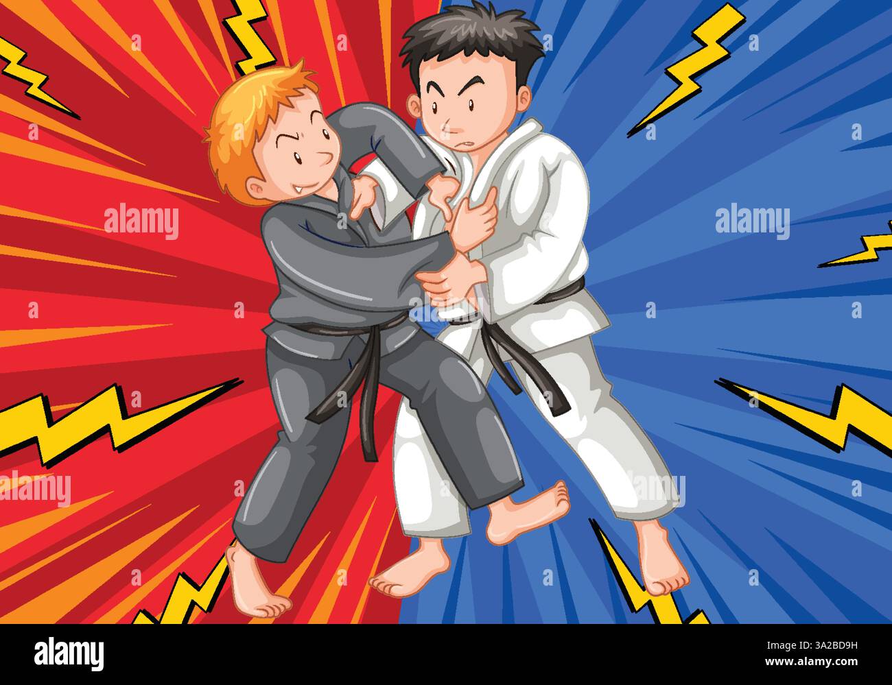 Two martial artists engaged in a dynamic fight Stock Vector Image & Art - Alamy