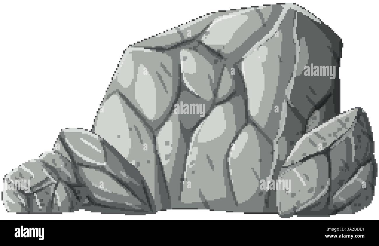 A vector illustration of a stylized rock formation, featuring smooth ...