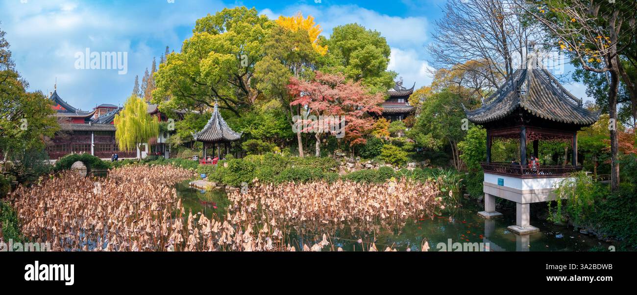 Scenery of Qushui Garden, a classical garden in Qingpu District ...