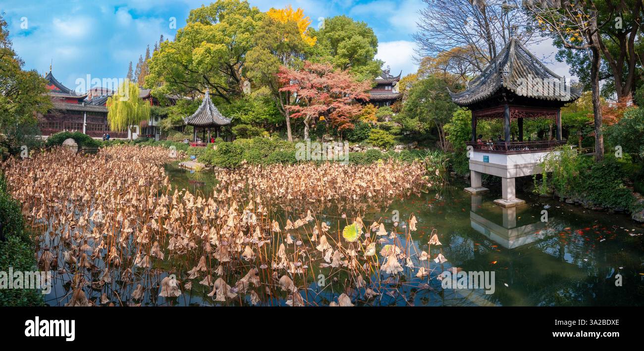 Scenery of Qushui Garden, a classical garden in Qingpu District ...