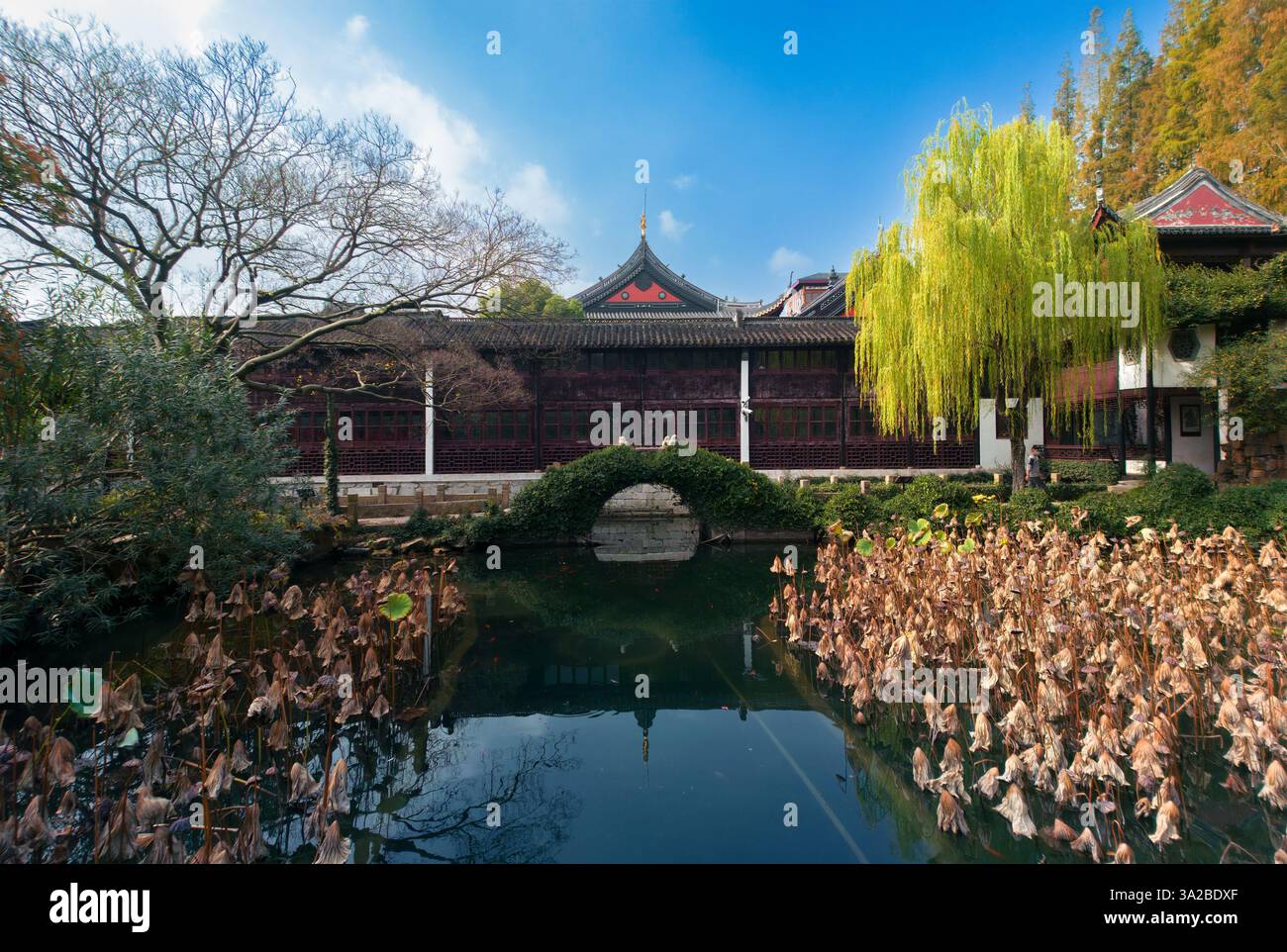 Scenery of Qushui Garden, a classical garden in Qingpu District ...