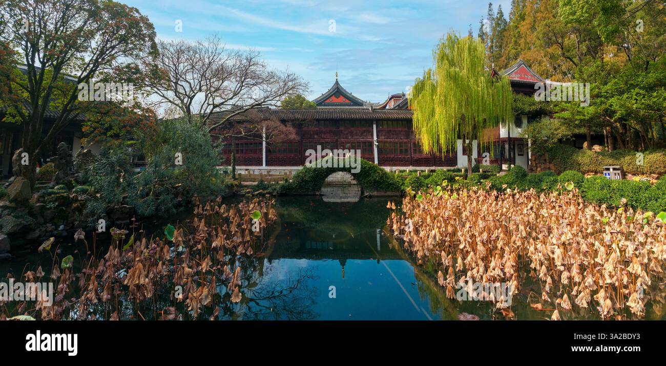 Scenery of Qushui Garden, a classical garden in Qingpu District ...