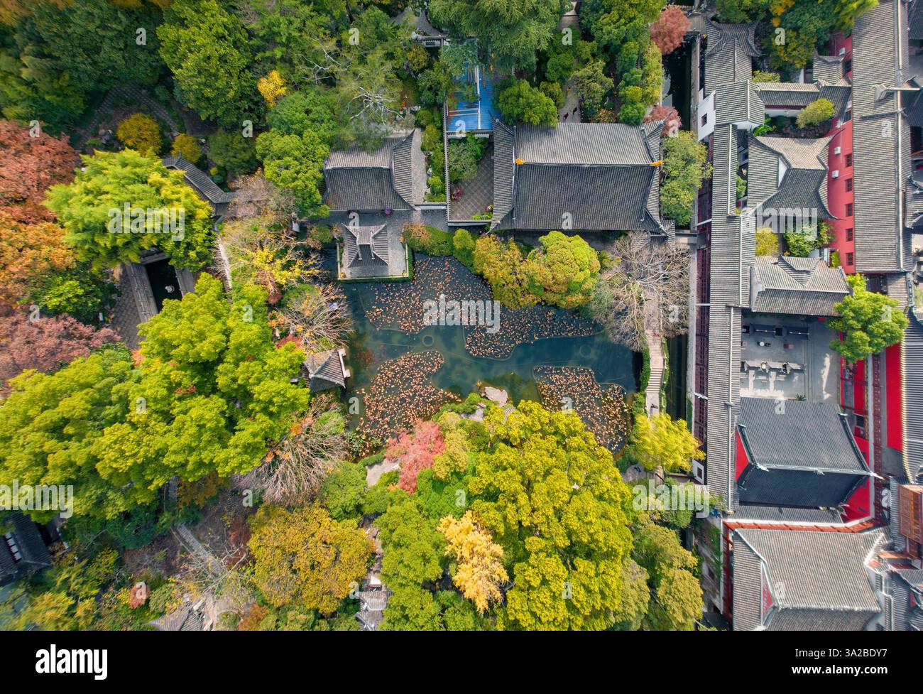 Scenery of Qushui Garden, a classical garden in Qingpu District ...