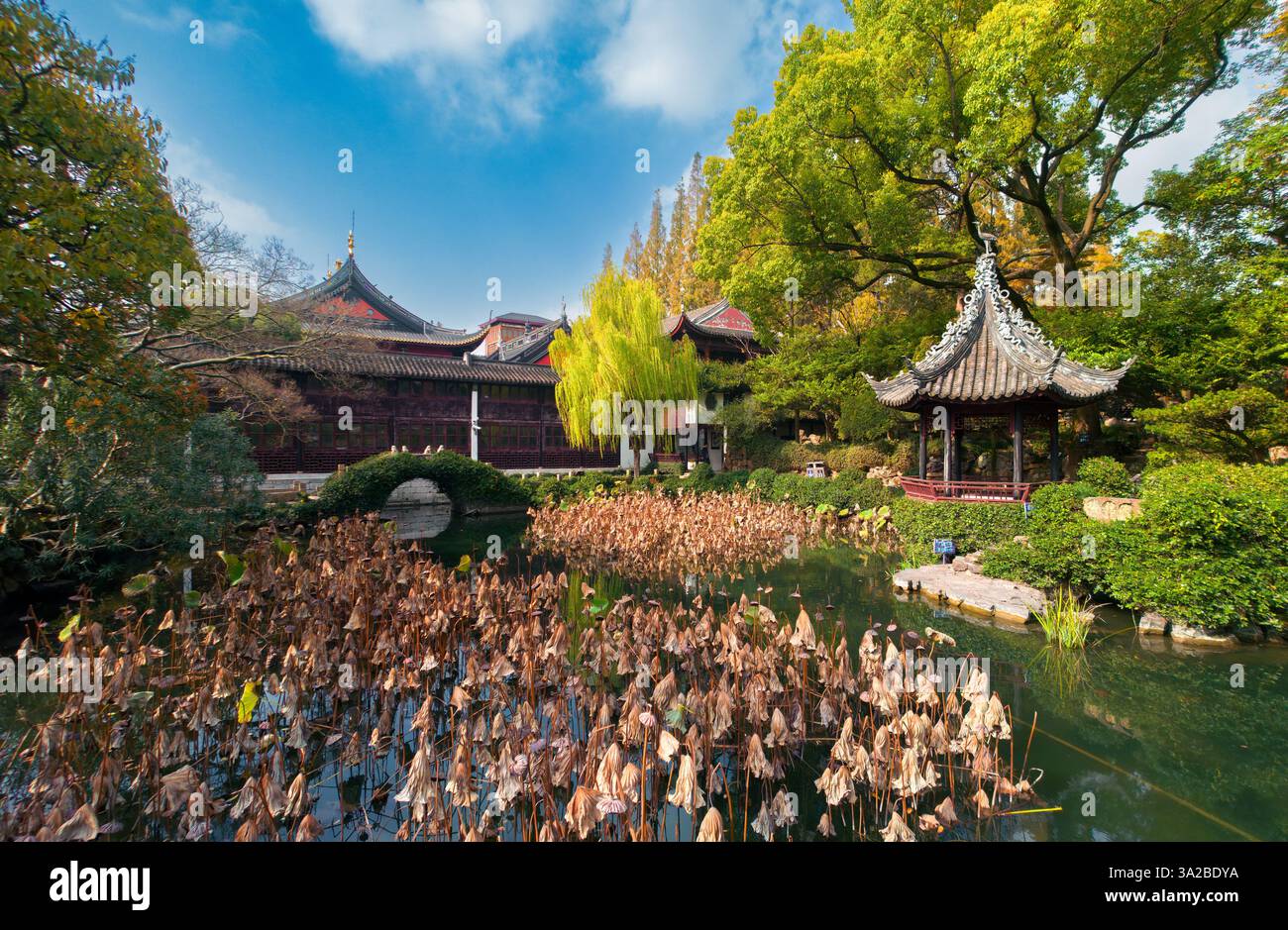 Scenery of Qushui Garden, a classical garden in Qingpu District ...